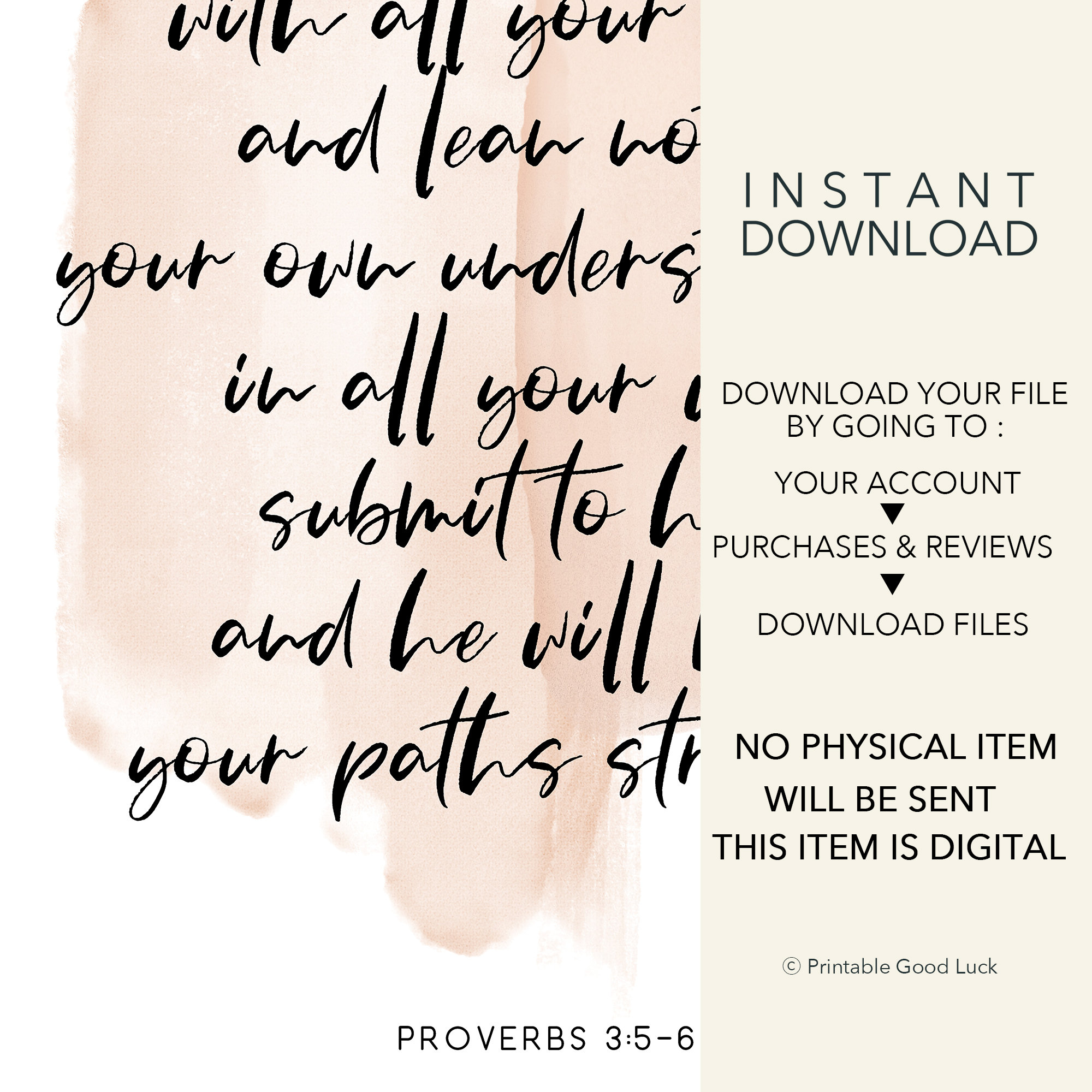 Proverbs 3:5-6 Bible Verse Wall Art Scripture Wall Art, Bible Verse ...