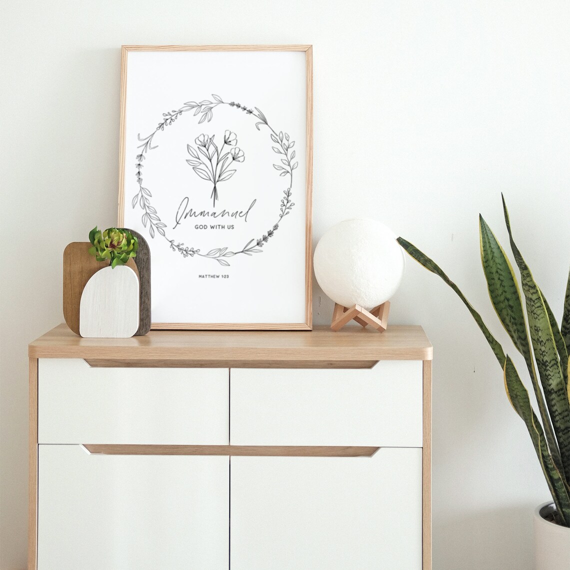 Immanuel God With Us, Matthew 1:23 Christmas Bible Verse Wall Art ...
