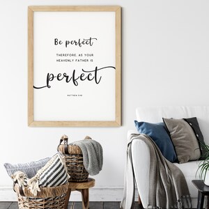 Bible Verse Wall Art,matthew 5:48 Be Perfect, Modern Bible Verse Print ...