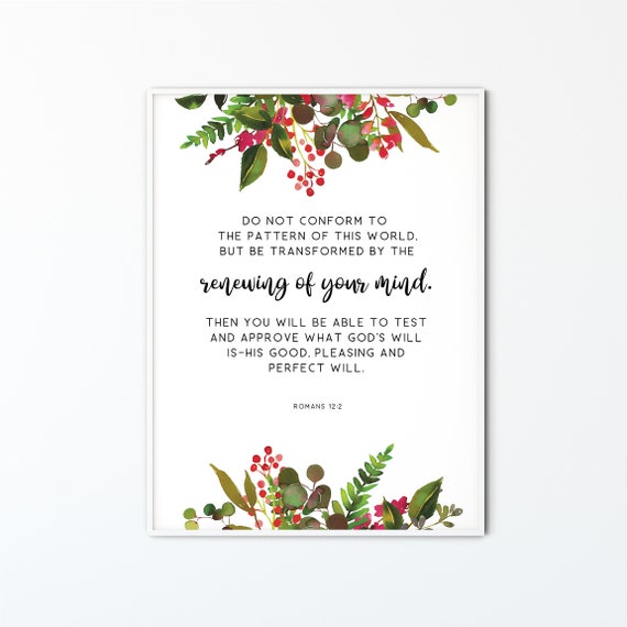 Romans 12:2 Bible Verse Wall Art Scripture Wall Art - Etsy