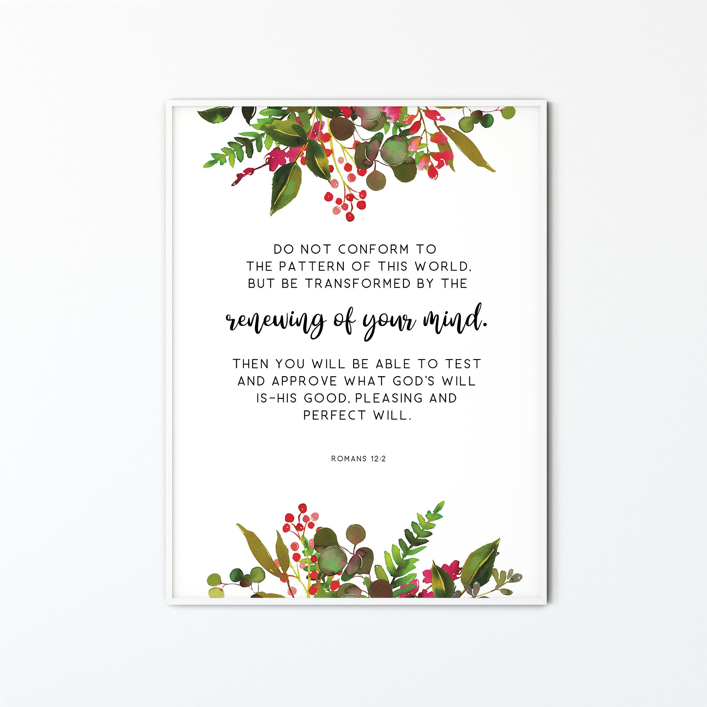 Romans 12:2 Bible Verse Wall Art Scripture Wall Art | Etsy