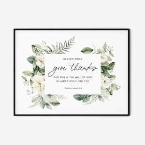 1 Thessalonians 5:18 Give Thanks Bible Verse Wall Art, Scripture Print ...
