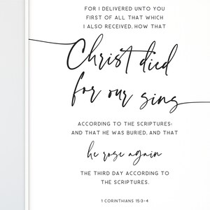 1 Corinthians 15:3-4 Easter Christian Wall Art KJV Bible Verse Print ...