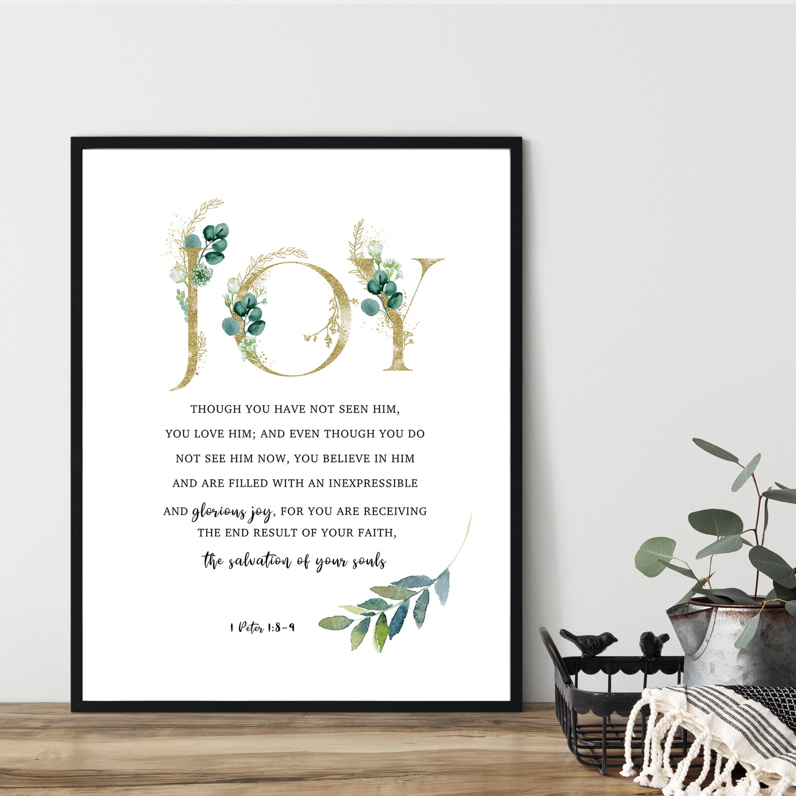Bible Verse Wall Art, 1 Peter 1:8-9, Scripture Wall Art, Bible Verse ...