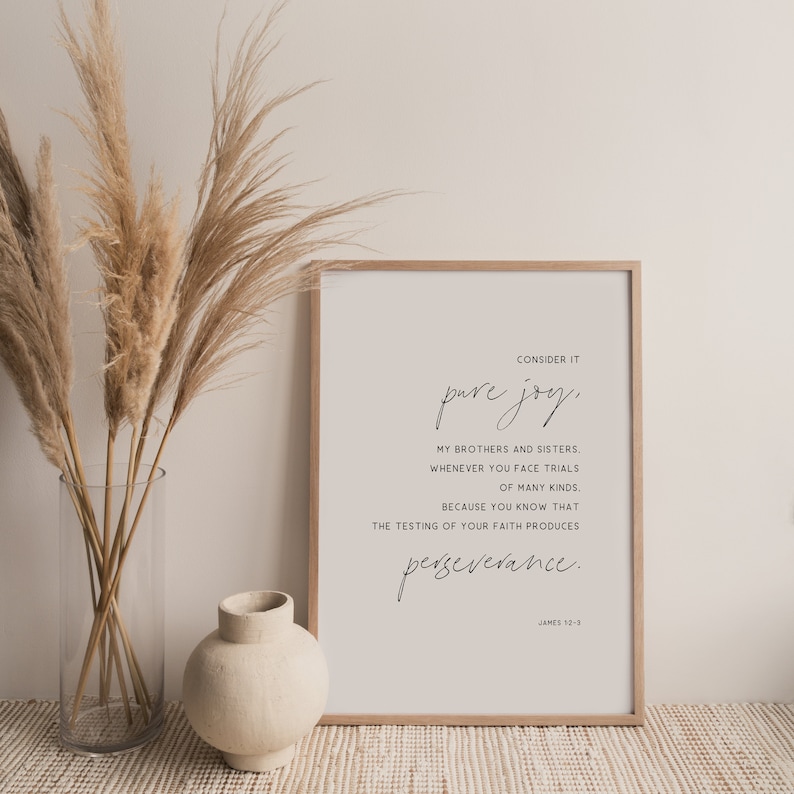 James 1:2-3 Bible Verse Wall Art | Printable Scripture Print ...