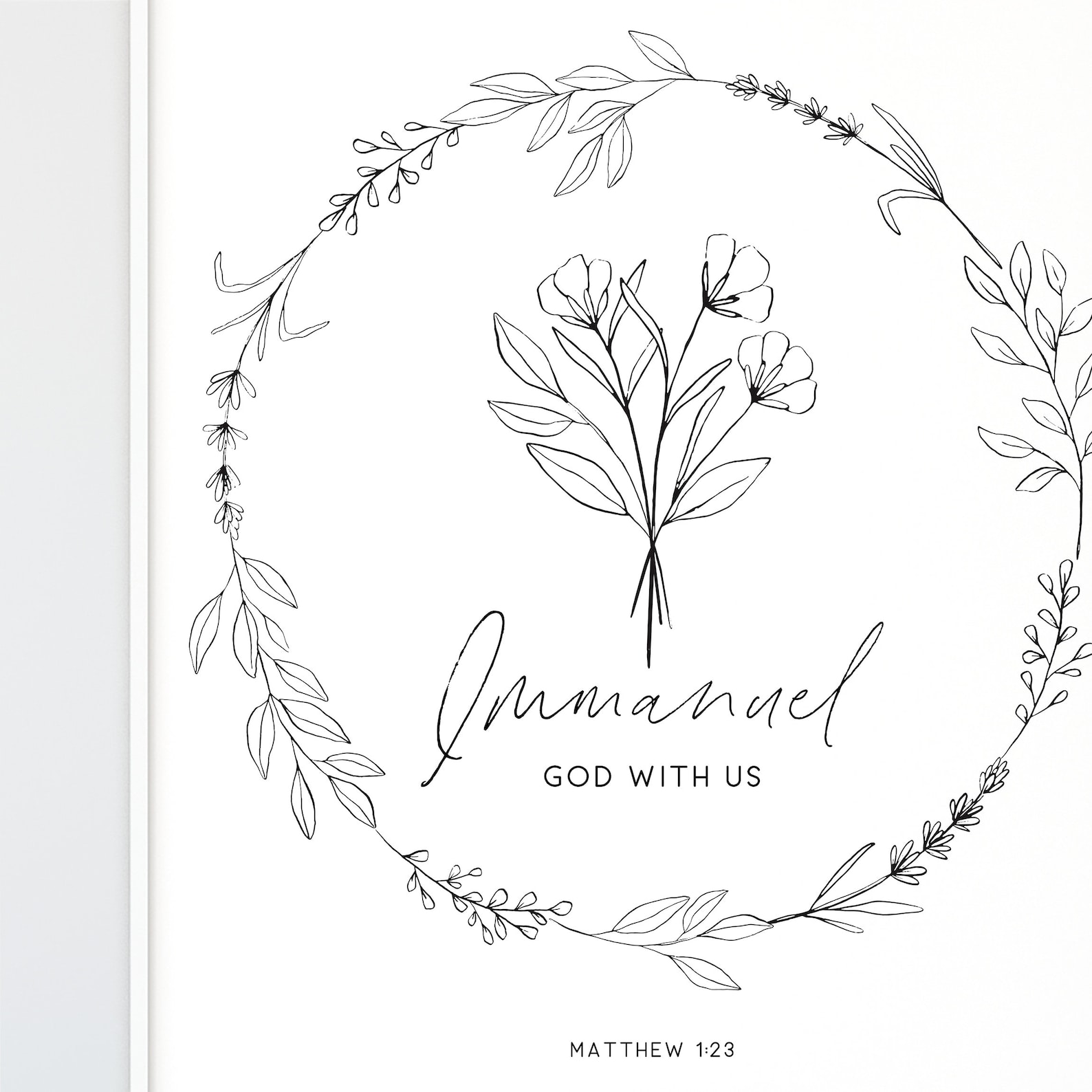 Immanuel God With Us, Matthew 1:23 Christmas Bible Verse Wall Art ...