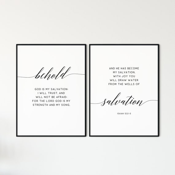 Isaiah 12:2-3 Bible Verse Wall Art Set of 2 Prints Modern | Etsy