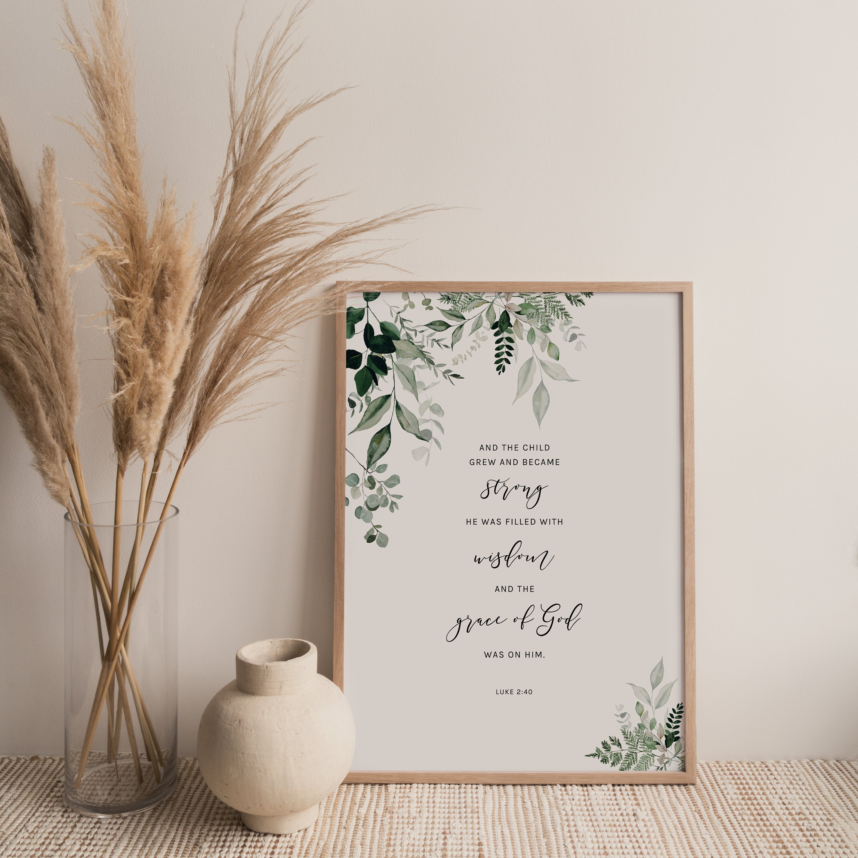 Luke 2:40 Bible Verse Wall Art Scripture Wall Art Prints | Etsy
