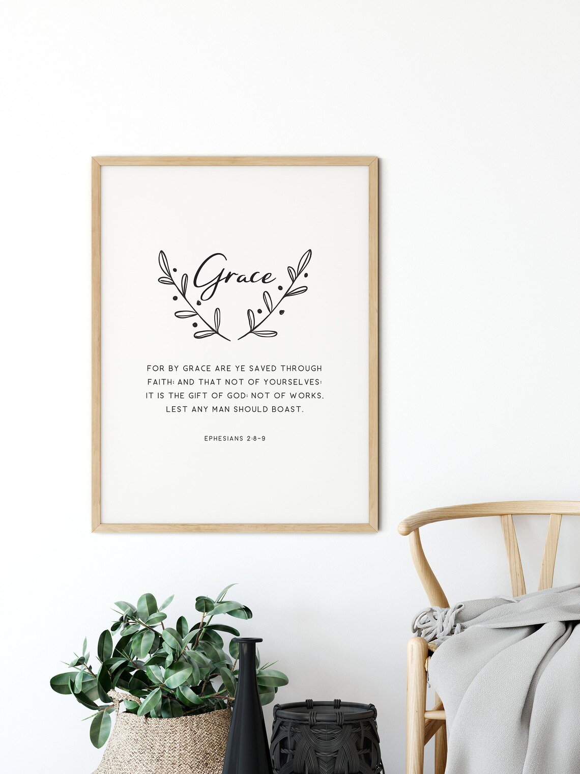 Ephesians 2:8-9 KJV Bible Verse Wall Art Modern Christian - Etsy