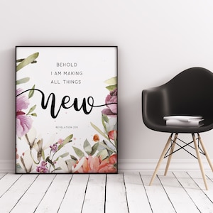 Revelation 21:5 Bible Verse Wall Art, New Year's Christian Wall Decor ...