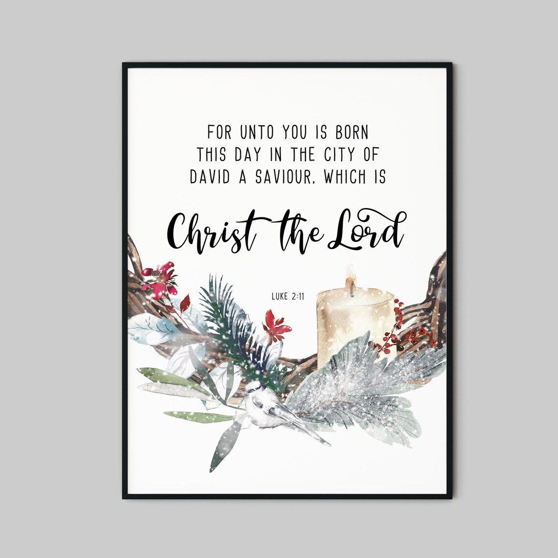 Luke 2 11 Christian Christmas Bible Verse Wall Art Digital Etsy