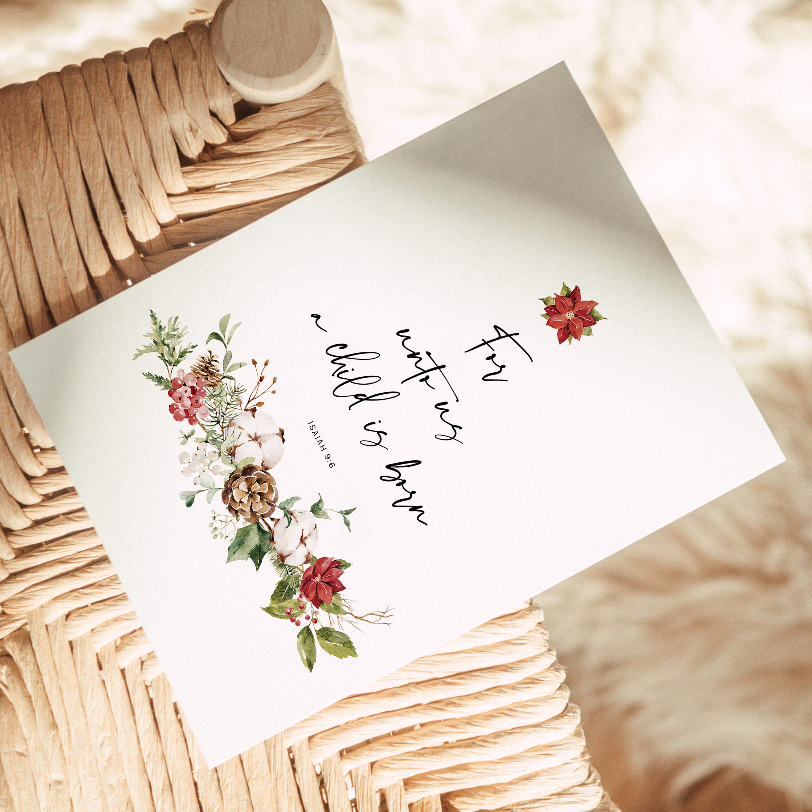 For Unto Us A Child is Born, Isaiah 9:6 KJV Christmas Bible Verse Wall ...