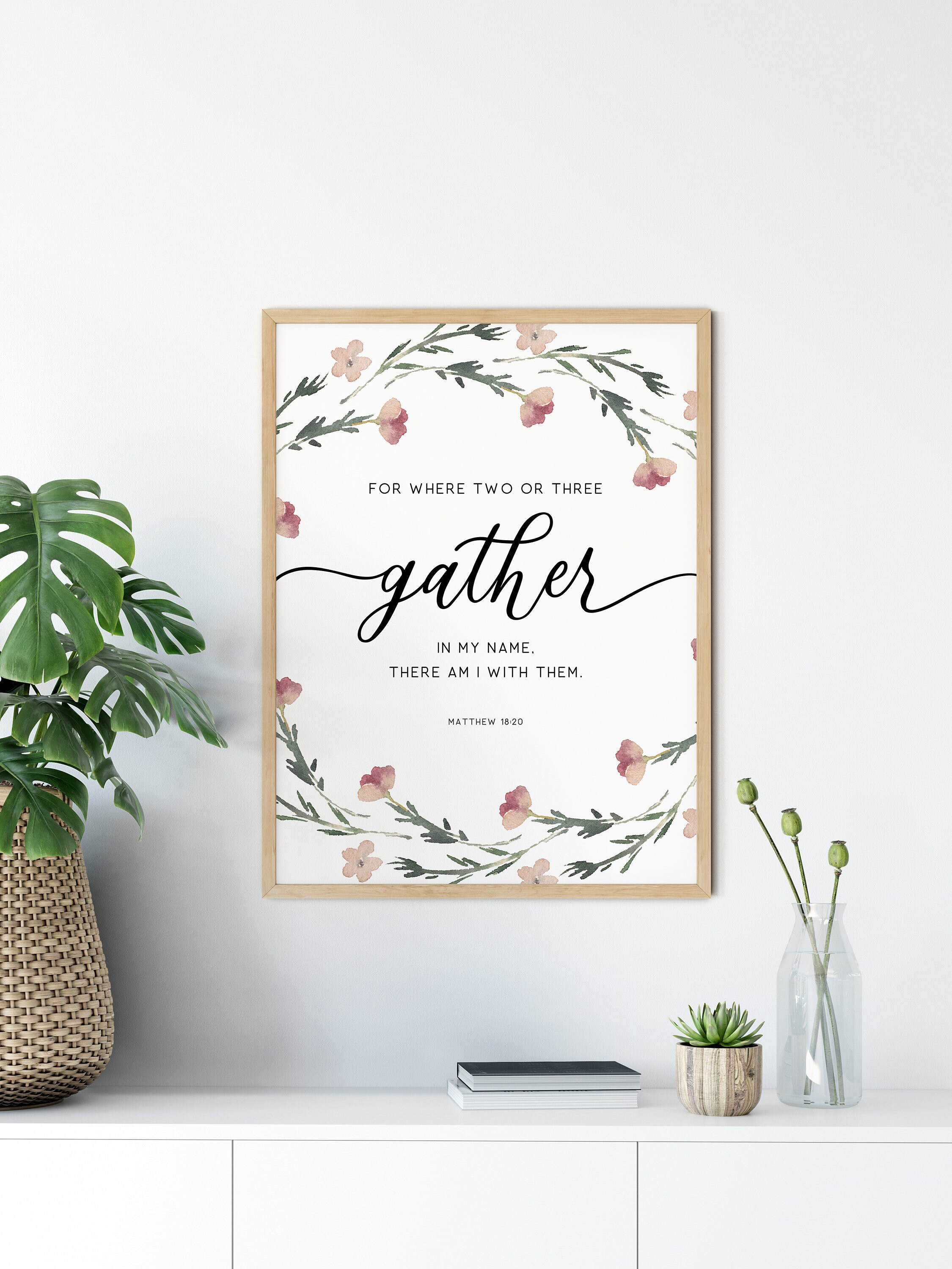 Matthew 18:20 Bible Verse Wall Art Christian Gifts Gather | Etsy