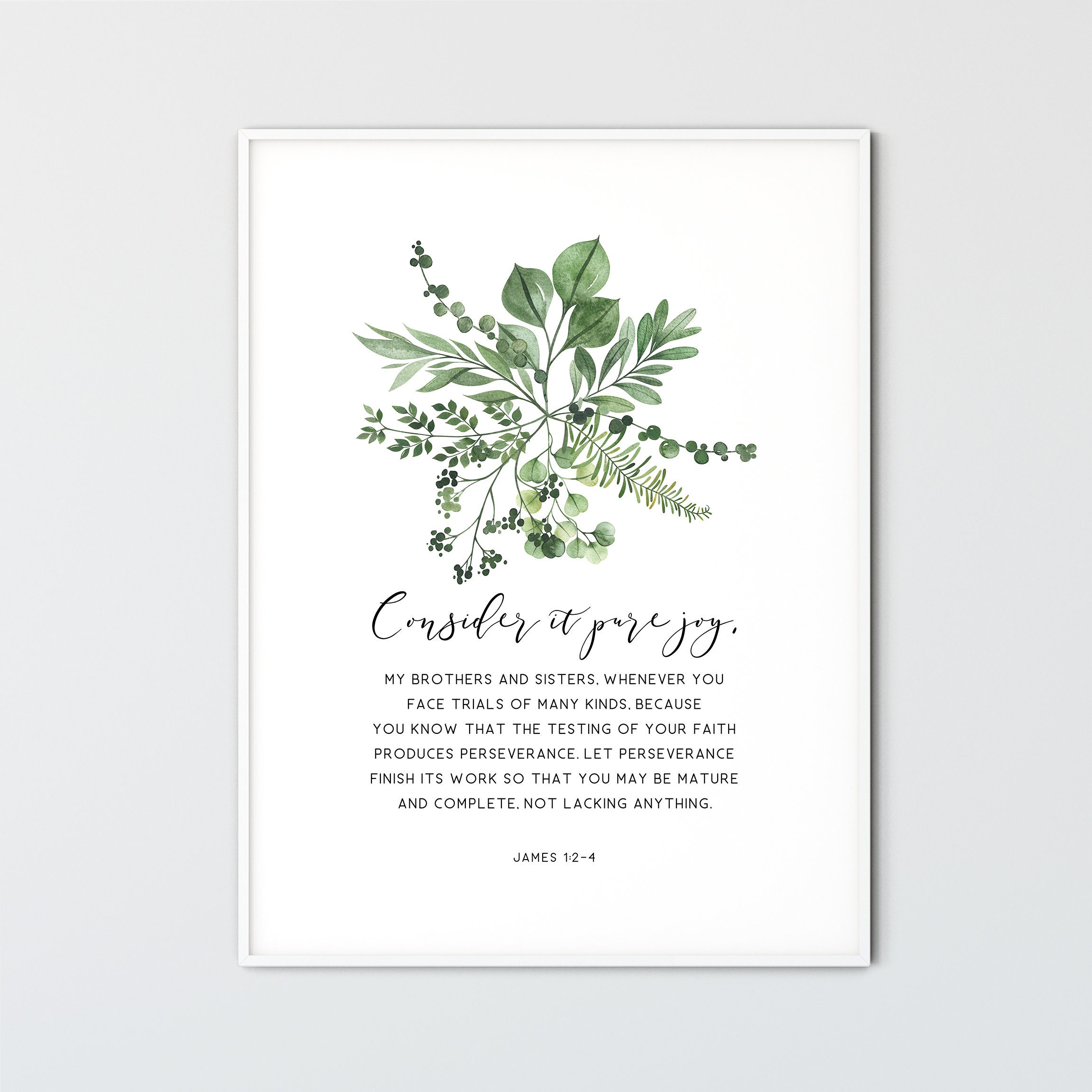 James 1:2-4 Scripture Wall Art Print Bible Verse Wall Art | Etsy