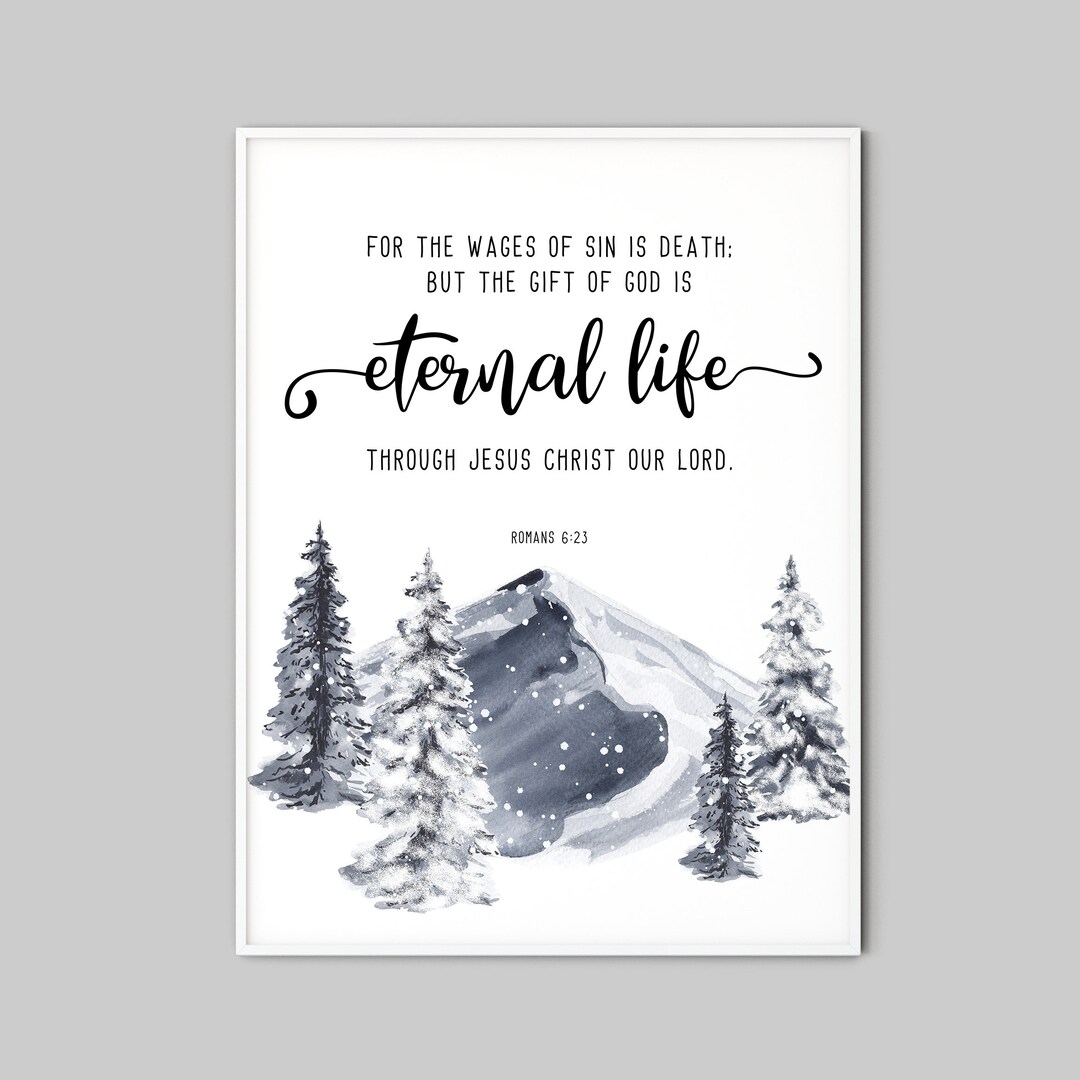 Romans 6:23, Printable Christian Wall Art, Bible Verse Wall Art ...