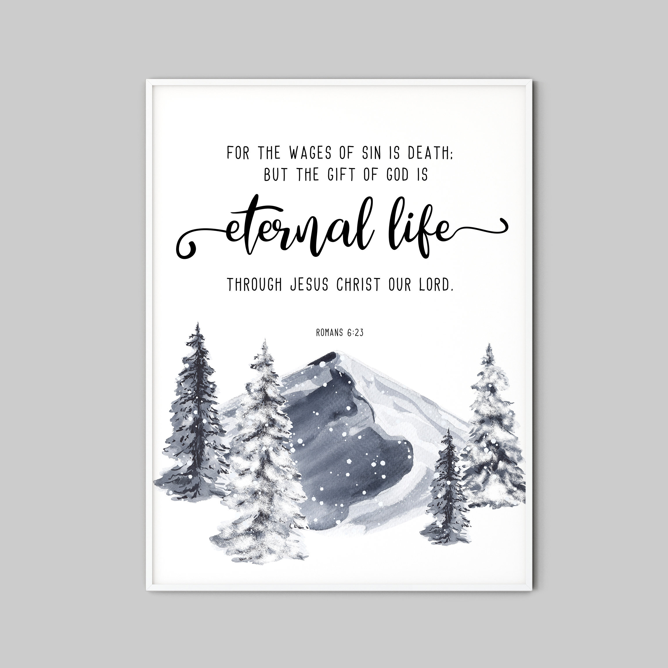 Romans 6:23, Printable Christian Wall Art, Bible Verse Wall Art ...