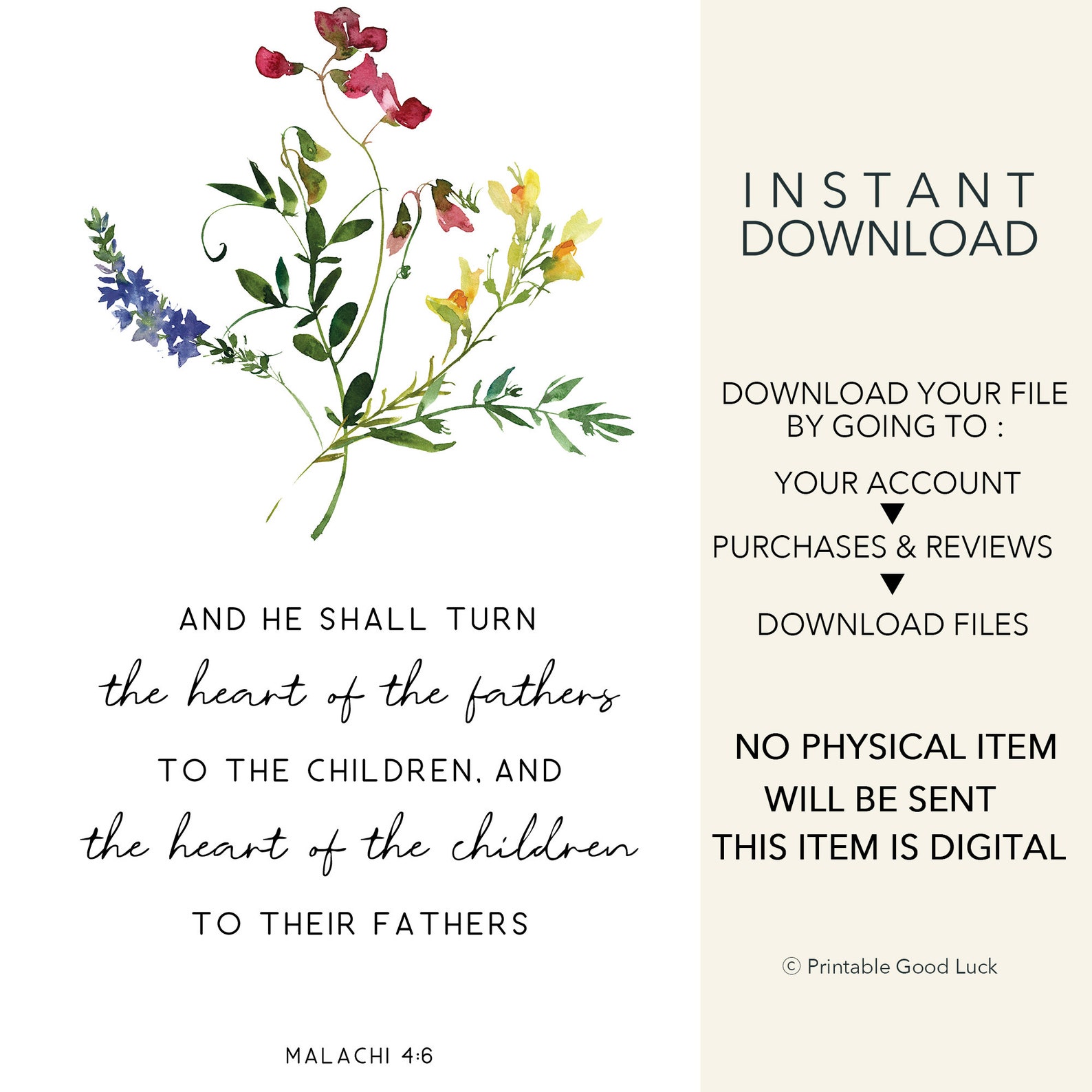 Malachi 4:6 KJV Bible Verse Wall Art Scripture Wall Art - Etsy