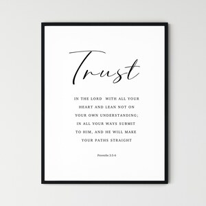 Proverbs 3:5-6 Bible Verse Wall Art Printable Minimal Christian Home ...