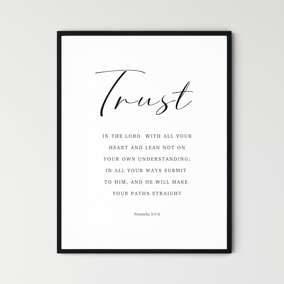 Proverbs 3:5-6 Bible Verse Wall Art Printable Minimal | Etsy