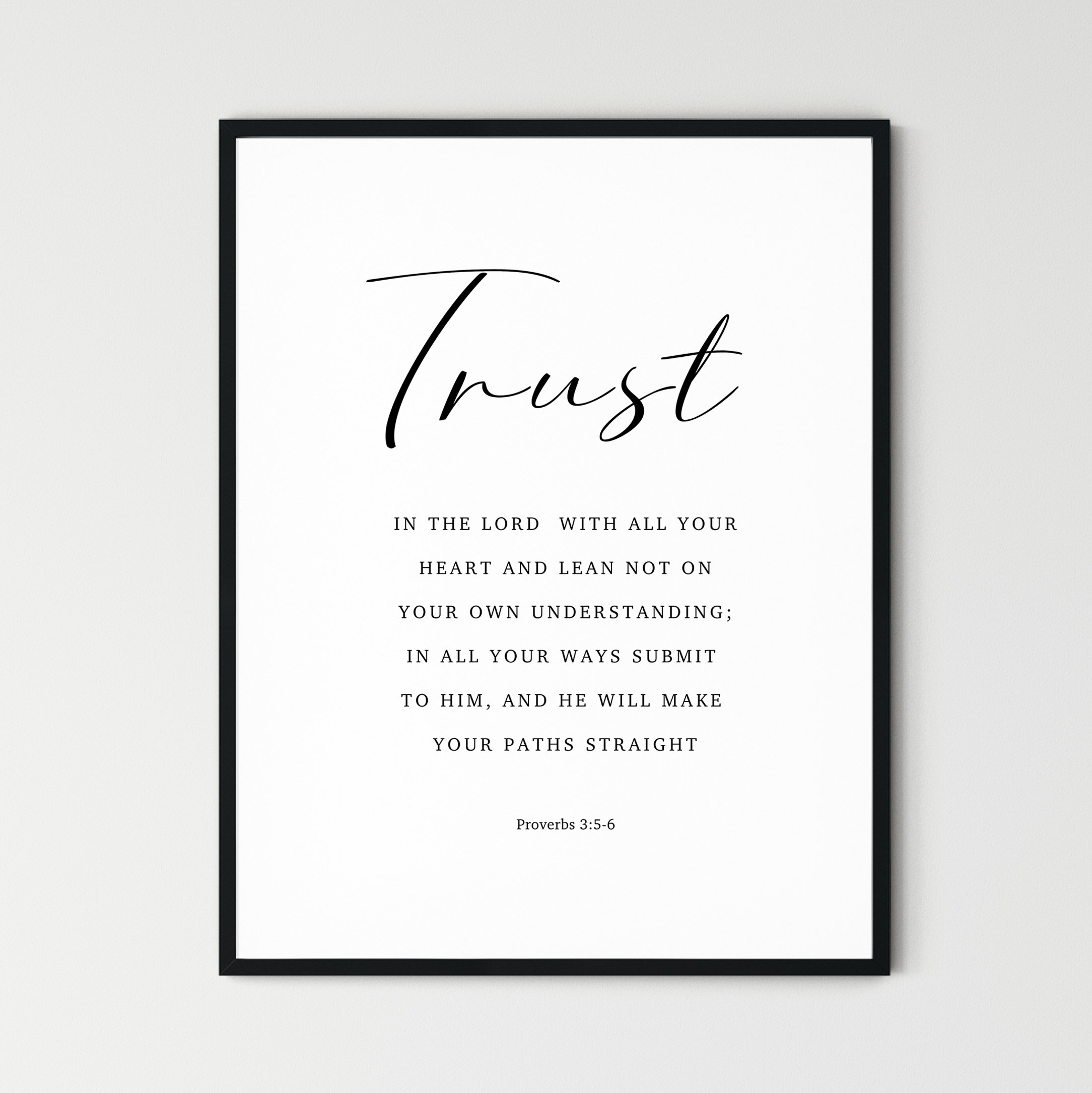 Proverbs 3:5-6 Bible Verse Wall Art Printable Minimal | Etsy