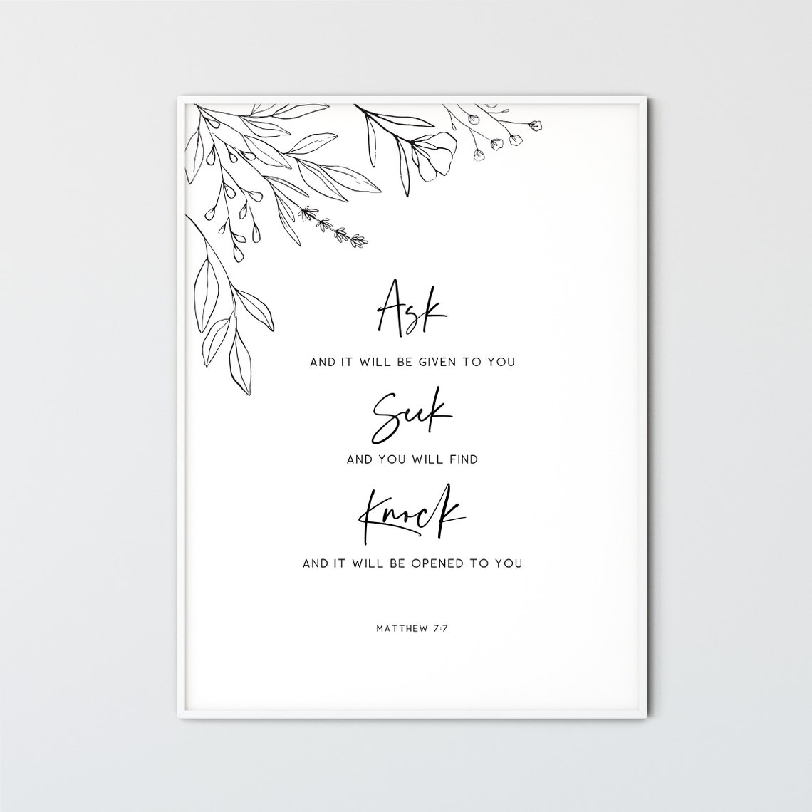 Inspirational Wall Art Scripture Wall Art Matthew 7:7 Bible - Etsy