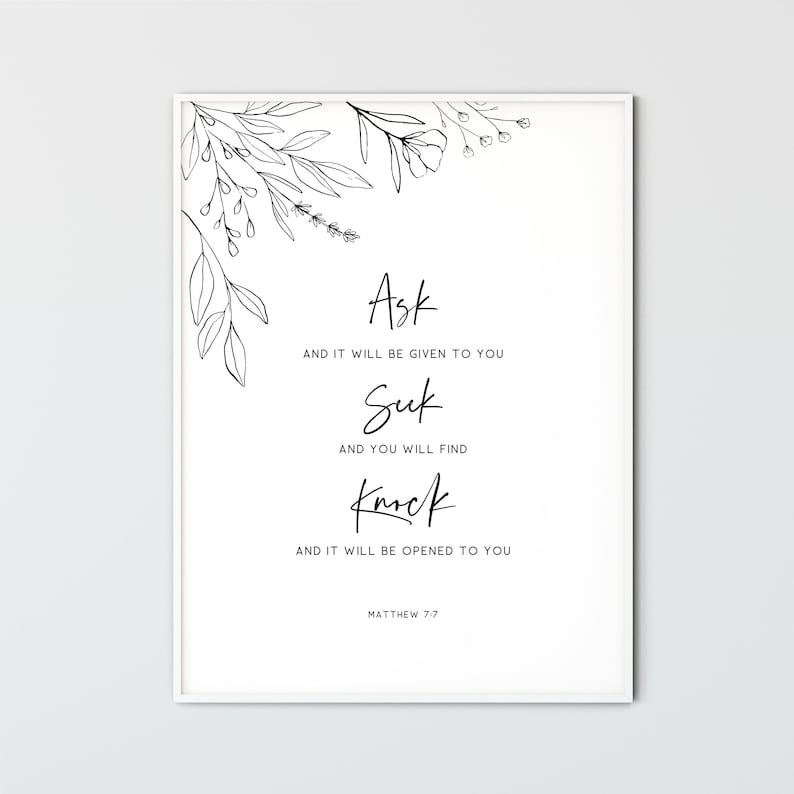 Inspirational Wall Art Scripture Wall Art Matthew 7:7 Bible Verse Wall ...