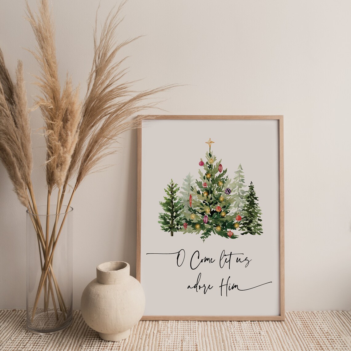 O Come Let Us Adore Him, Christmas Christian Printable Wall Art Print ...