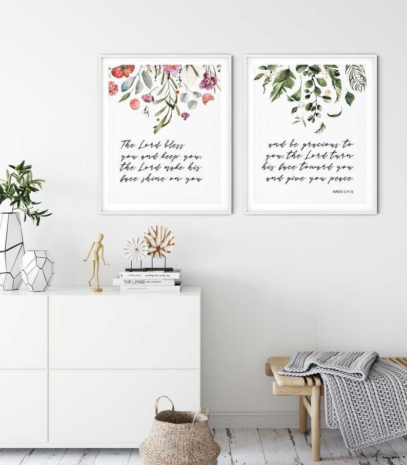 Numbers 6:24-26 Bible Verse Wall Art Printable Wall Art Set | Etsy