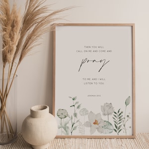 Jeremiah 29:12, Pray Bible Verse Wall Art Scripture Poster Farmhouse ...