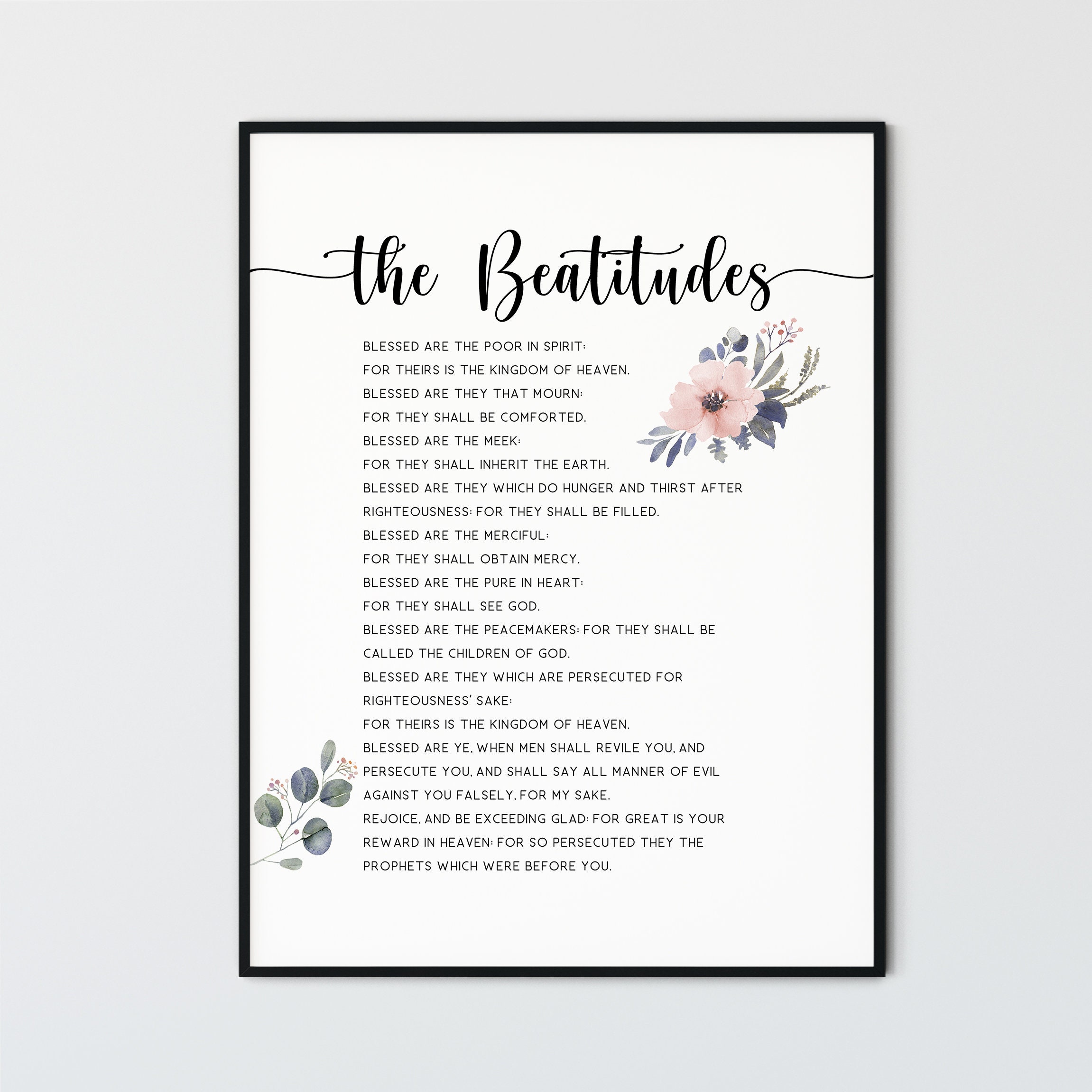 Matthew 5:3-12 the Beatitudes Bible Verse Wall Art Christian - Etsy