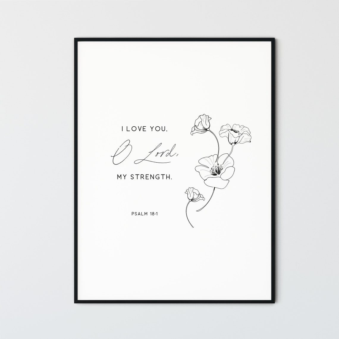 Psalm 18:1 Bible Verse Wall Art Modern Minimalist Christian | Etsy