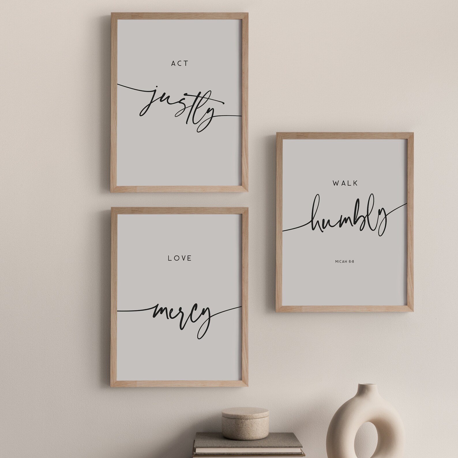 Micah 6:8 Bible Verse Wall Art Set of 3 Modern Scripture - Etsy