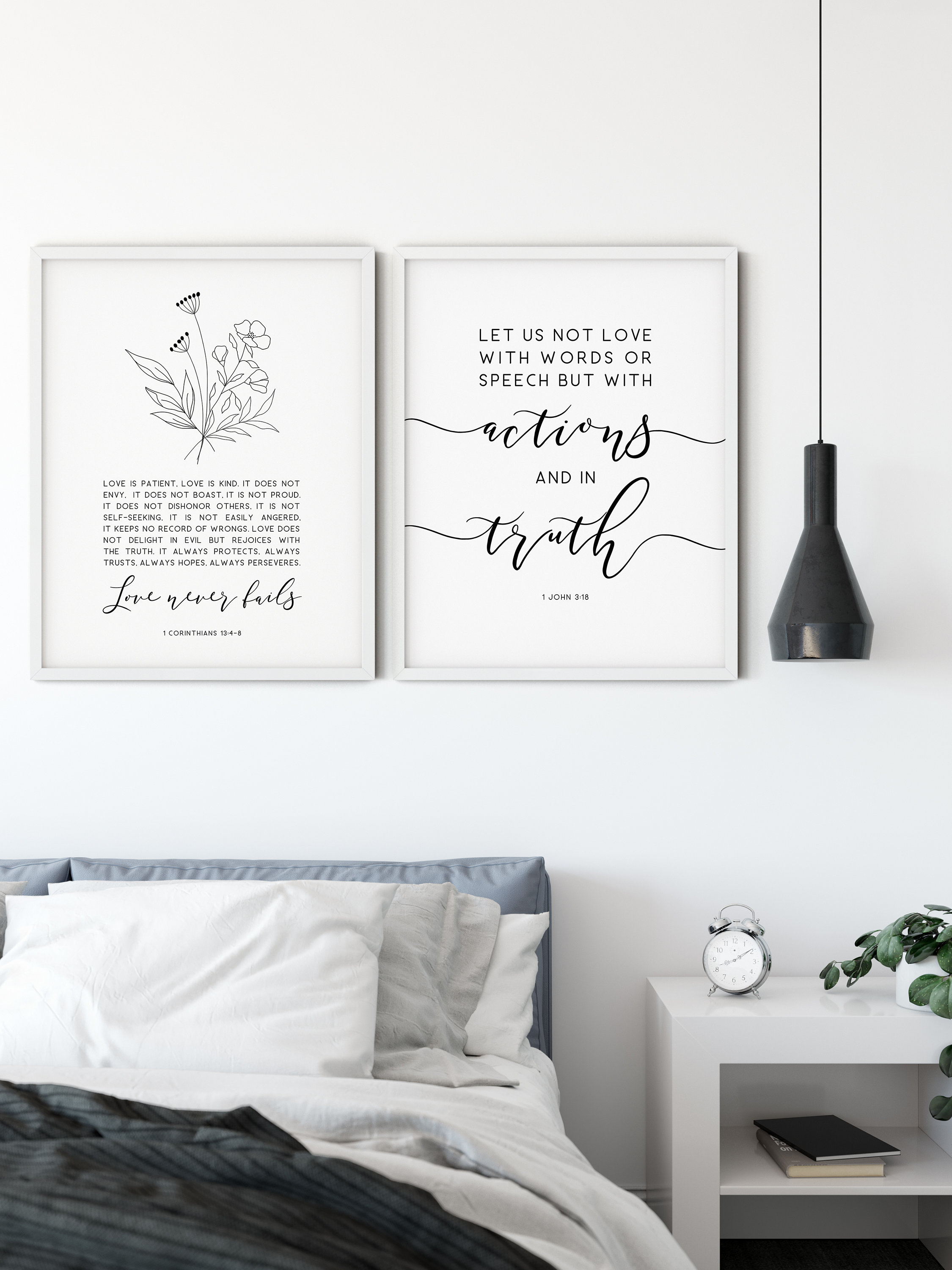 1 John 3:18 Bible Verse Wall Art Modern Christian Wall Art | Etsy