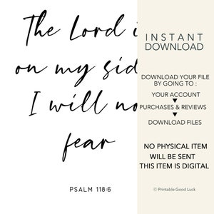 Psalm 118:6 Scripture Wall Art, Christian Bible Verse Printable Poster ...