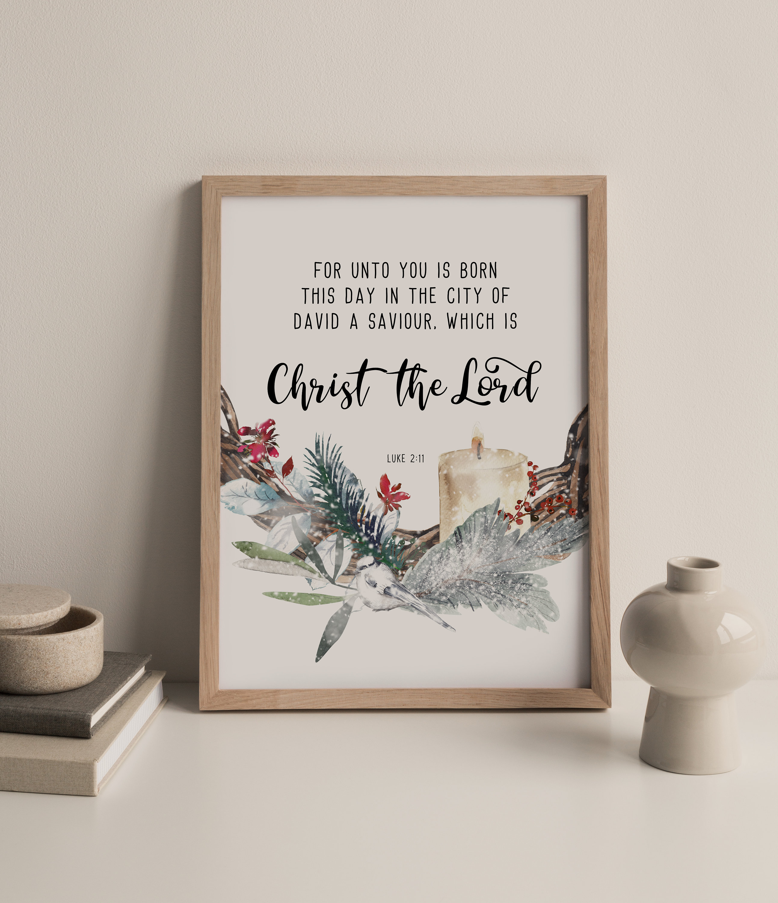 Luke 2:11 Christian Christmas Bible Verse Wall Art Digital | Etsy