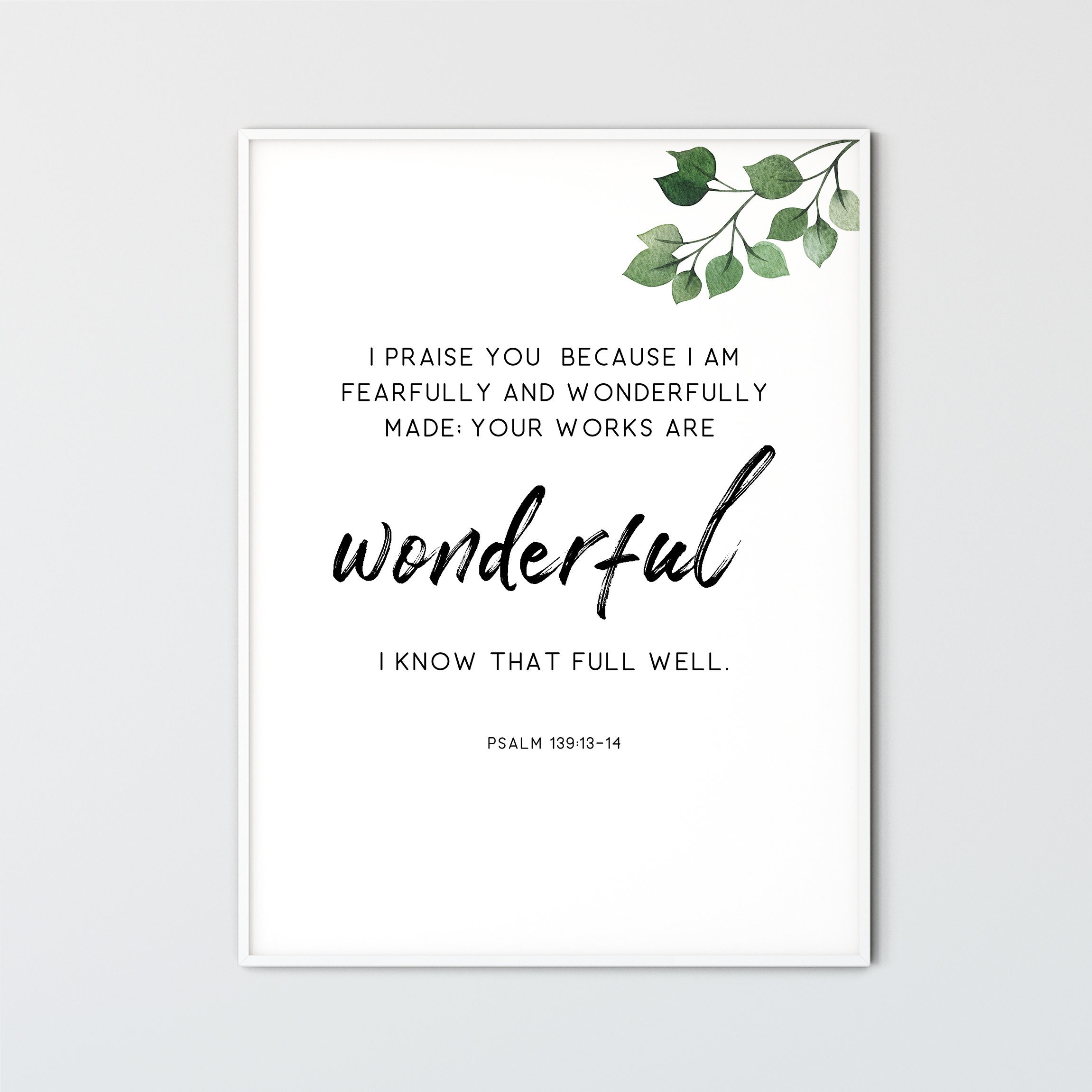 Psalm 139:13-14 Bible Verse Wall Art Set of 2 Prints Nursery | Etsy