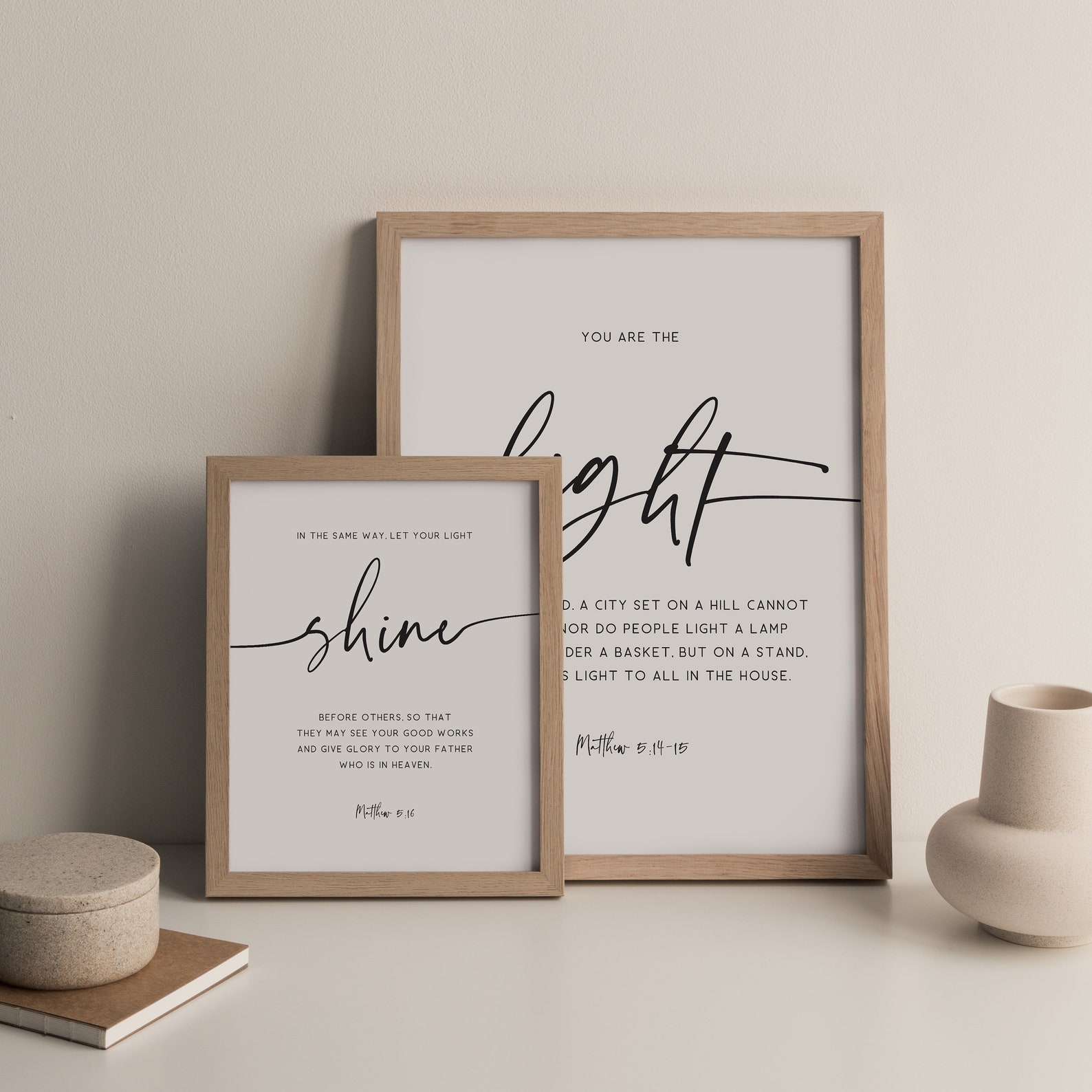 Let Your Light Shine Bible Verse Wall Art Set of 2 Modern - Etsy