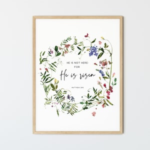 He is Risen Matthew 28:6, Easter Printable Bible Verse Wall Art Spring ...
