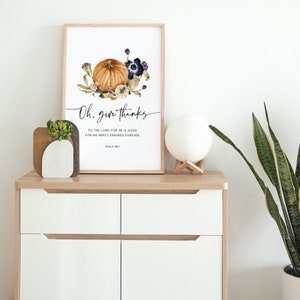 Psalm 136:1, Oh Give Thanks to the Lord, Fall Thanksgiving Bible Verse ...