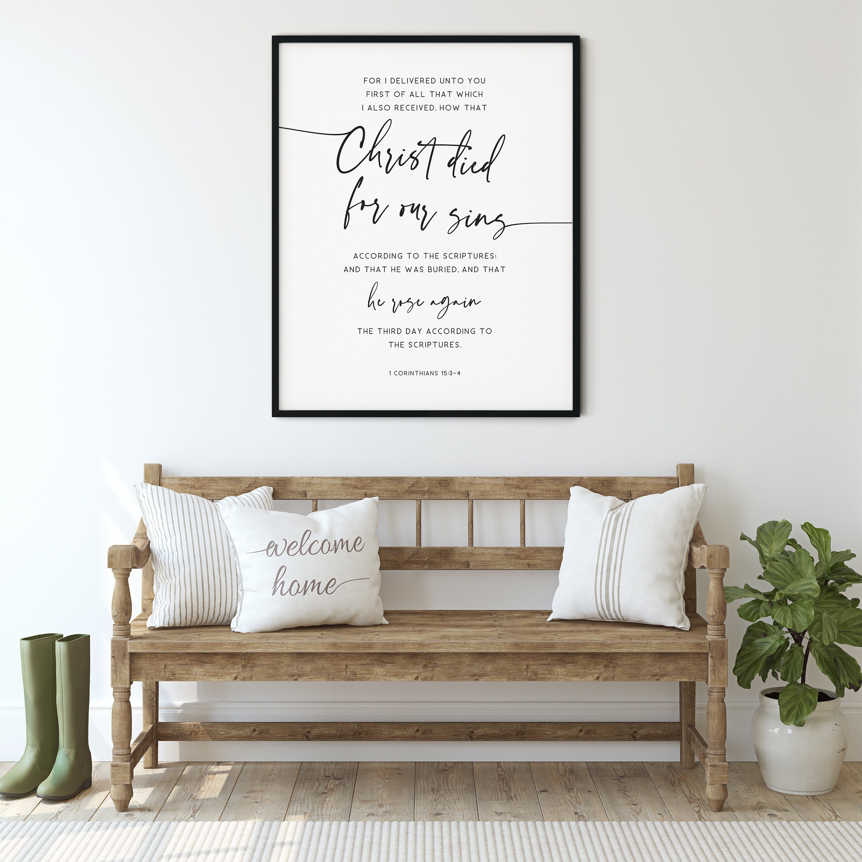 1 Corinthians 15:3-4 Easter Christian Wall Art KJV Bible Verse Print ...