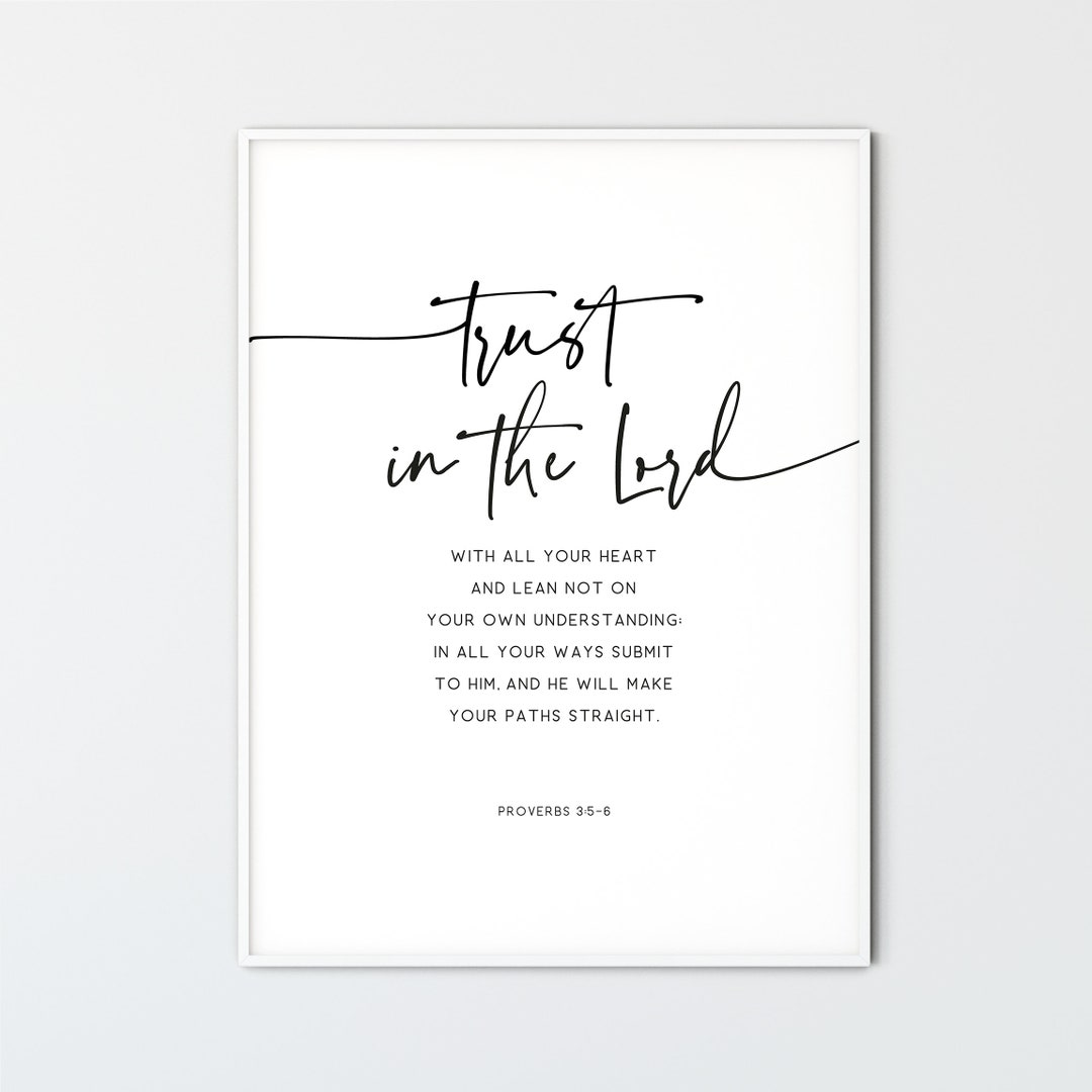 Proverbs 3:5-6 Bible Verse Wall Art Scripture Prints Modern Minimalist ...