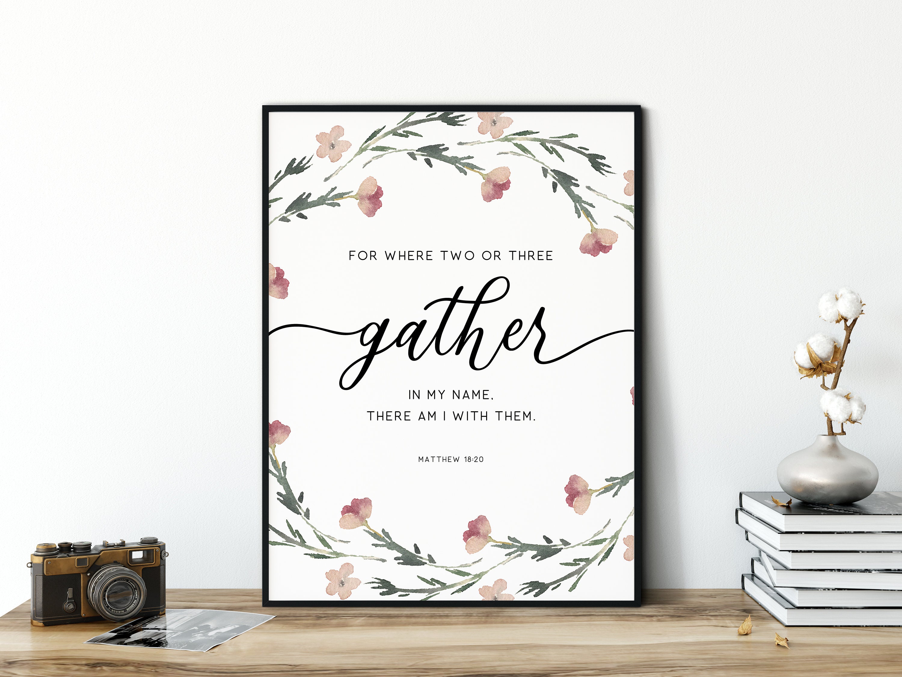 Matthew 18:20, Bible Verse Wall Art, Christian Gifts, Gather Bible ...
