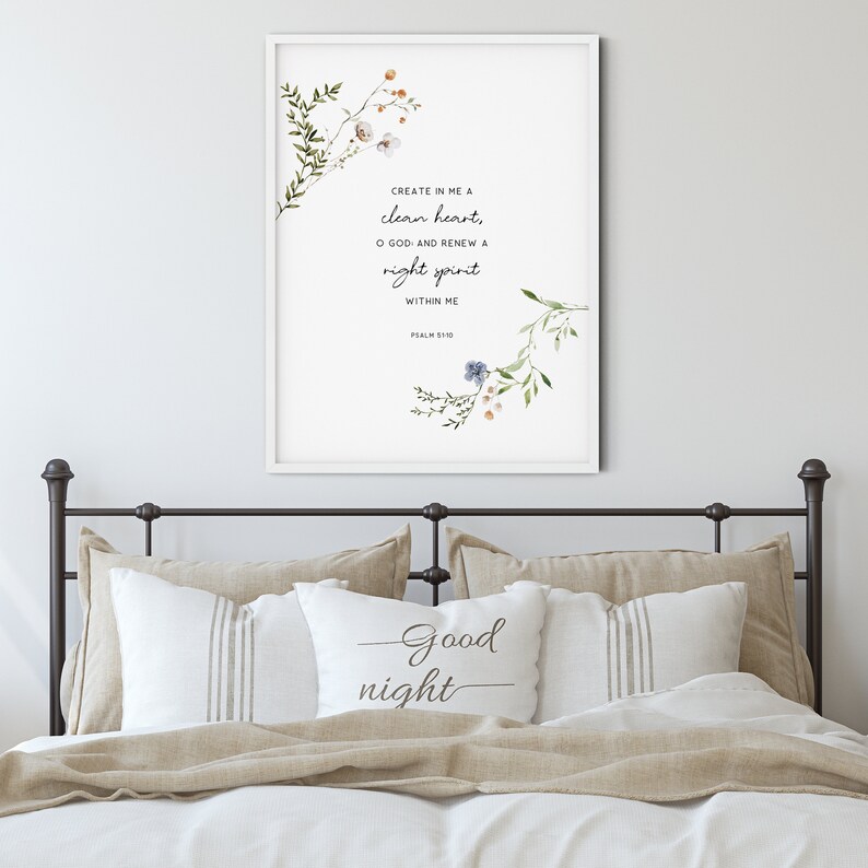 Psalm 51:10 KJV Bible Verse Wall Art Scripture Quote Prints - Etsy