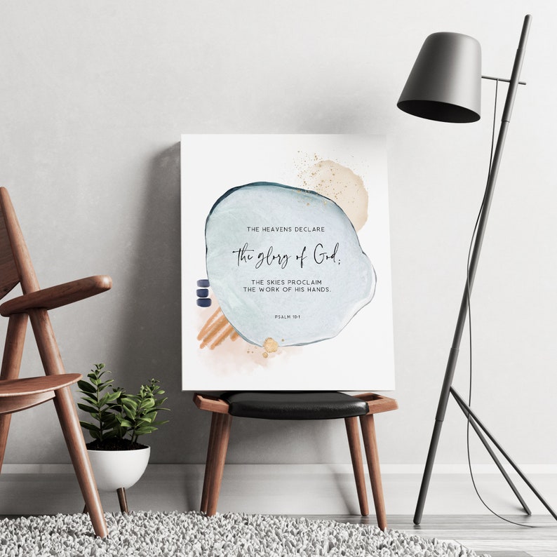 Psalm 19:1, Bible Verse Wall Art Scripture Print Farmhouse Christian ...