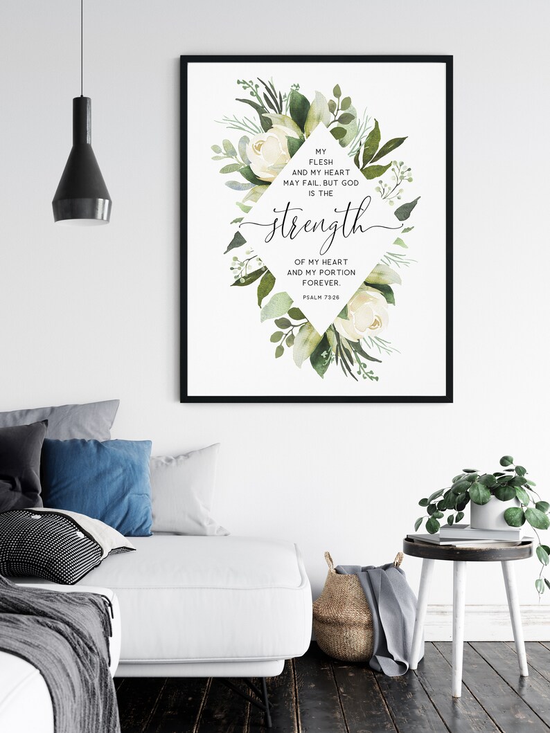 Psalm 73:26 Bible Verse Wall Art, Printable Scripture Prints, Christian ...