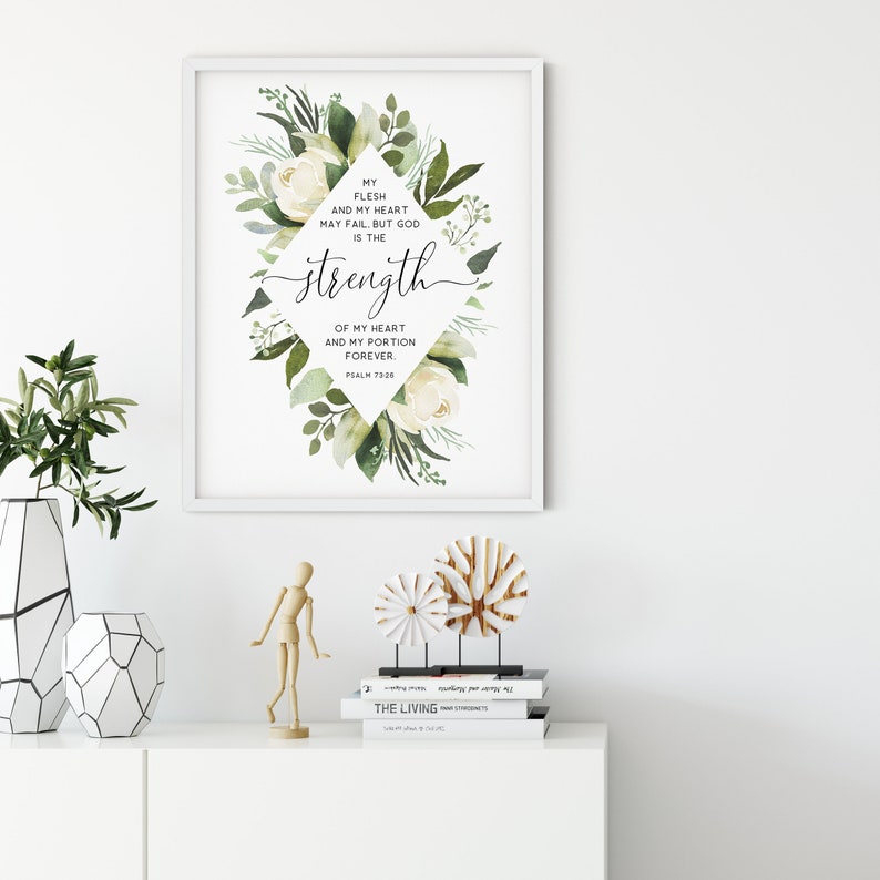 Psalm 73:26 Bible Verse Wall Art, Printable Scripture Prints, Christian ...
