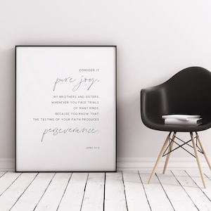 James 1:2-3 Bible Verse Wall Art | Printable Scripture Print ...