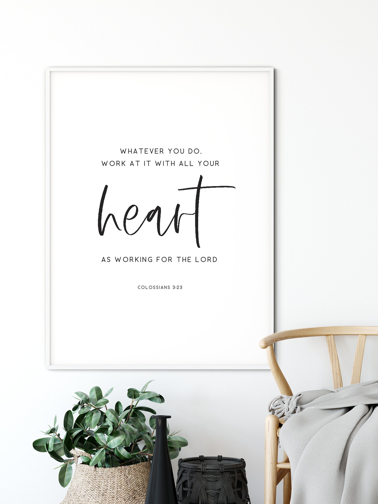 Colossians 3:23 Bible Verse Wall Art Office Scripture Bible | Etsy