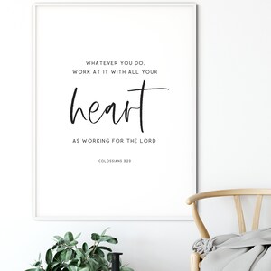 Colossians 3:23 Bible Verse Wall Art Office Scripture Bible Verse ...