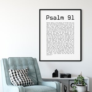 Psalm 91 Bible Verse Wall Art, Scripture Wall Art, Modern Typewriter ...
